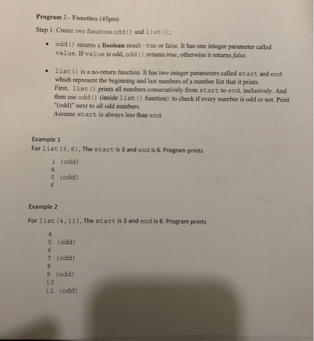 Solved Program 2- Function (45pts) Step 1: Create two | Chegg.com