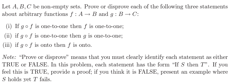 Solved Let A,B,C be non-empty sets. Prove or disprove each | Chegg.com