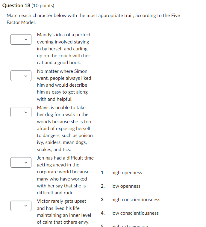 Solved Match each character below with the most appropriate | Chegg.com