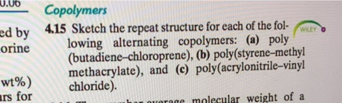 Solved U.U Copolymers ed by 4.15 Sketch the repeat structure | Chegg.com