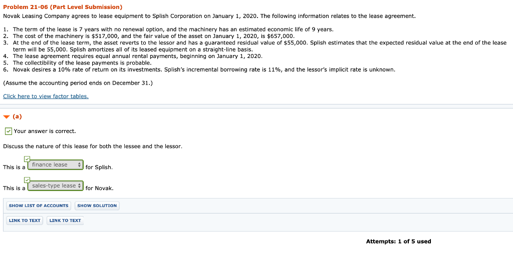 Solved Problem 21-06 (Part Level Submission) Novak Leasing | Chegg.com