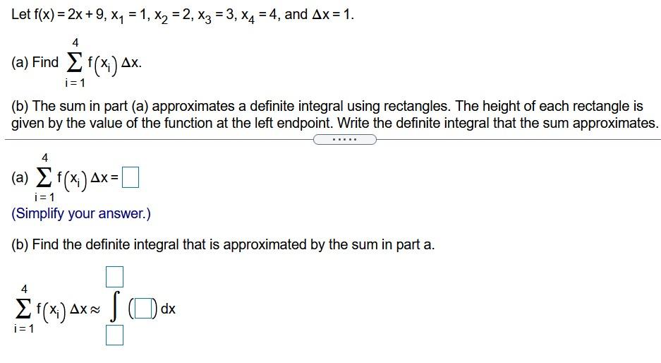 Solved Let f(x) = 2x + 9, x1 = 1, X2 = 2, x3 = 3, x4 = 4, | Chegg.com
