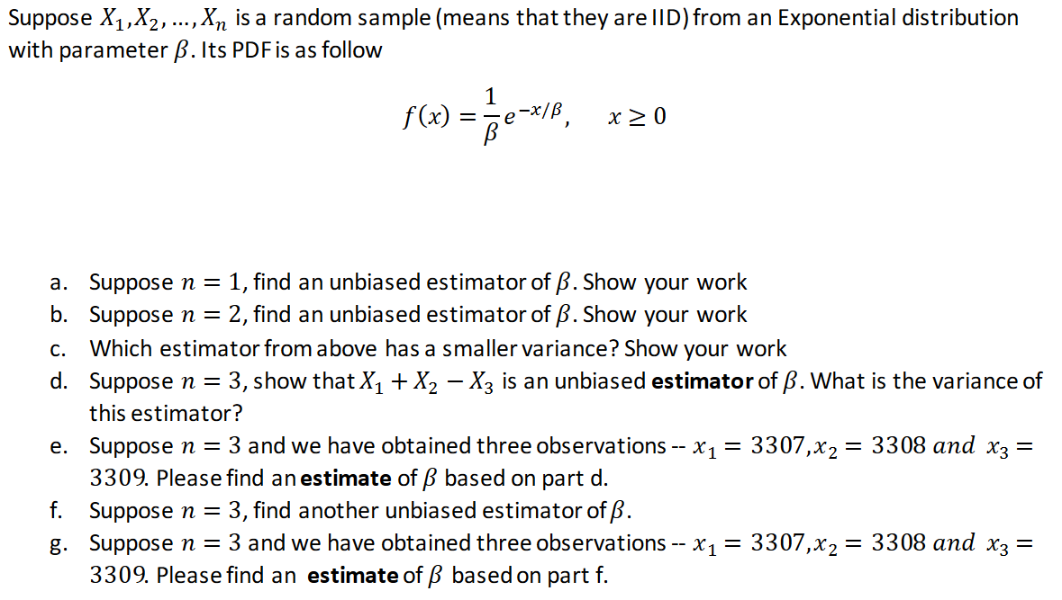 Solved Suppose X1,X2, ..., Xn is a random sample (means that | Chegg.com