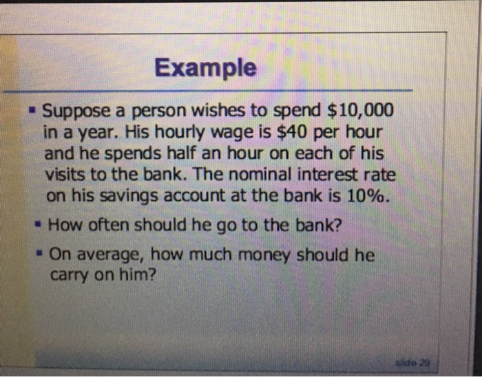 Solved Example Suppose a person wishes to spend $10,000 in a | Chegg.com