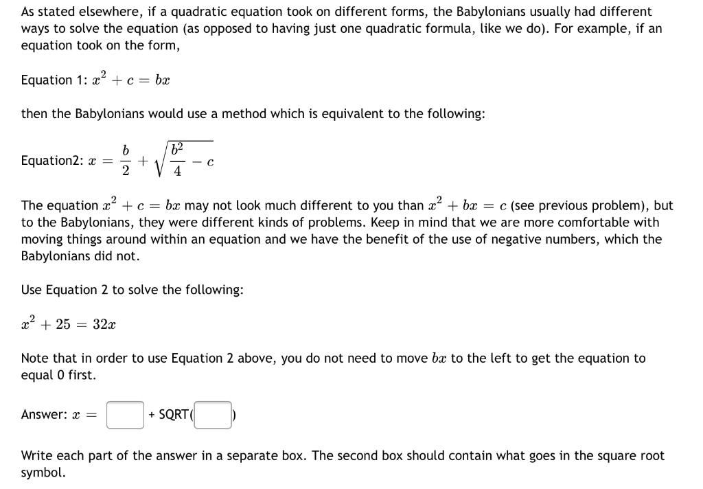 Solved As stated elsewhere, if a quadratic equation took on | Chegg.com