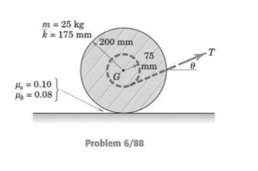Solved A force of T = 50N is applied at an angle of 30 ° to | Chegg.com