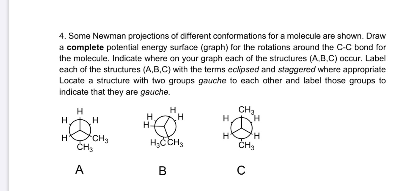 Solved 4. Some Newman projections of different conformations | Chegg.com