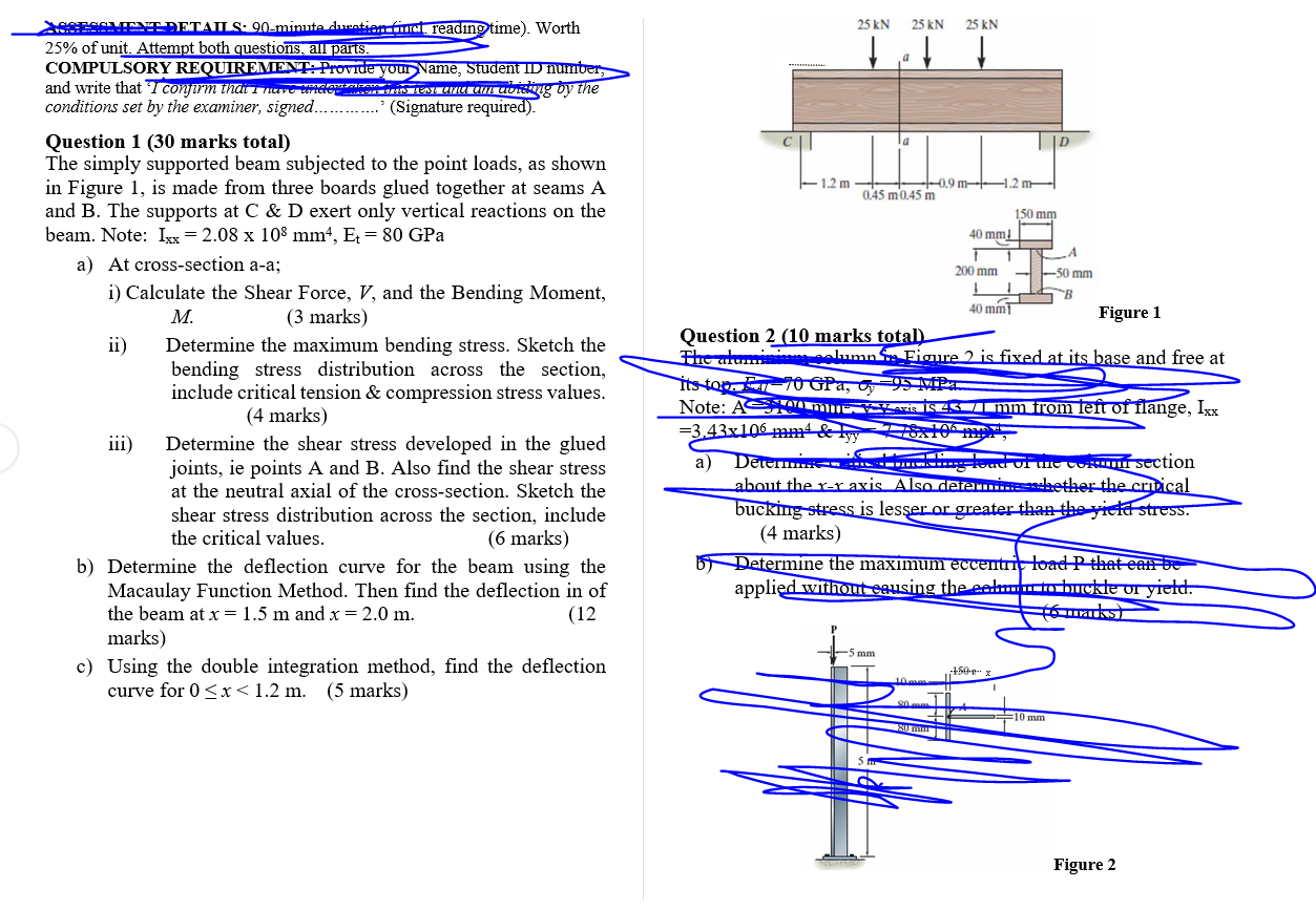 Solved 25 kN 25 kN 25 kN - 1.2 m -0.9m 1.2 0.45 m 0.45 m 150 | Chegg.com