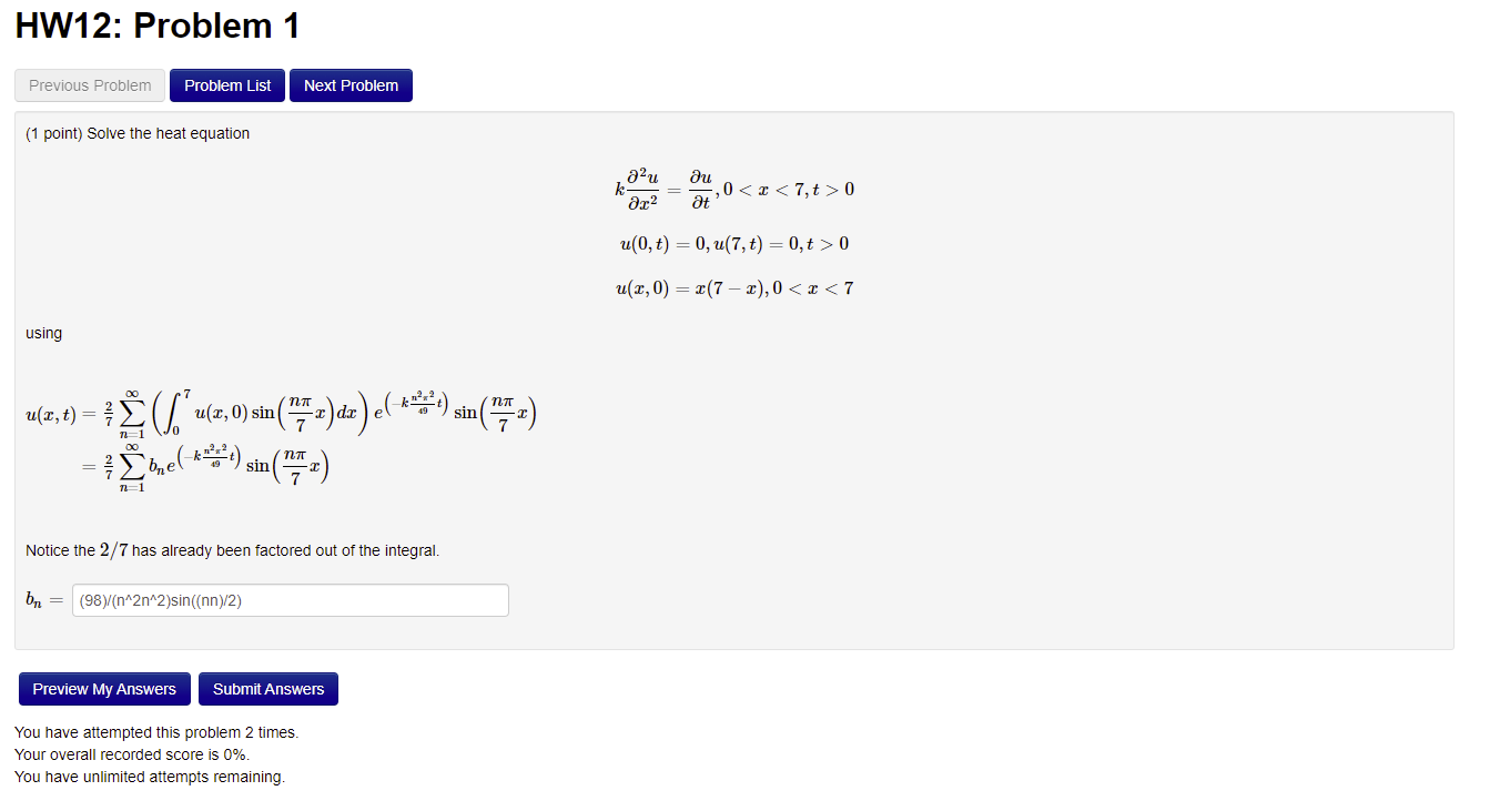 Solved HW12: Problem 1 Previous Problem Problem List Next | Chegg.com