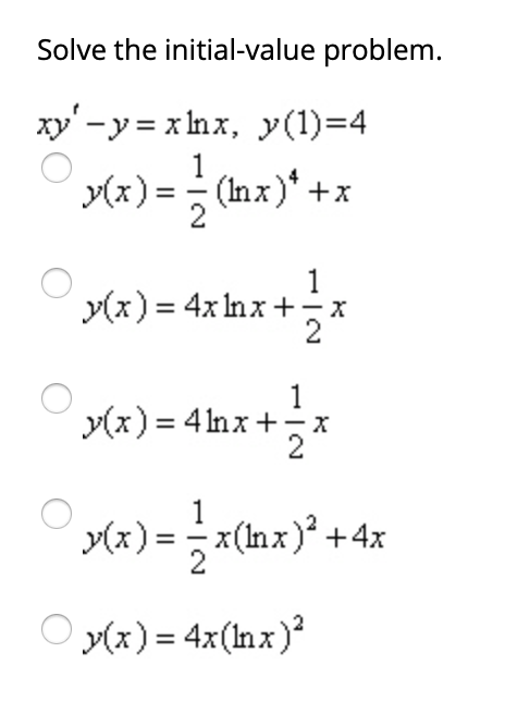 Solved Solve the initial-value problem. xy'- y = xinx, | Chegg.com