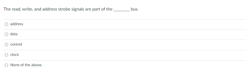 Solved The read, write, and address strobe signals are part | Chegg.com