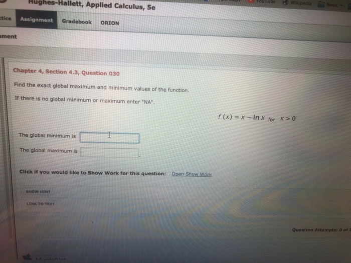 Solved News Hüghes-Hallett, Applied Calculus, Se tice | Chegg.com