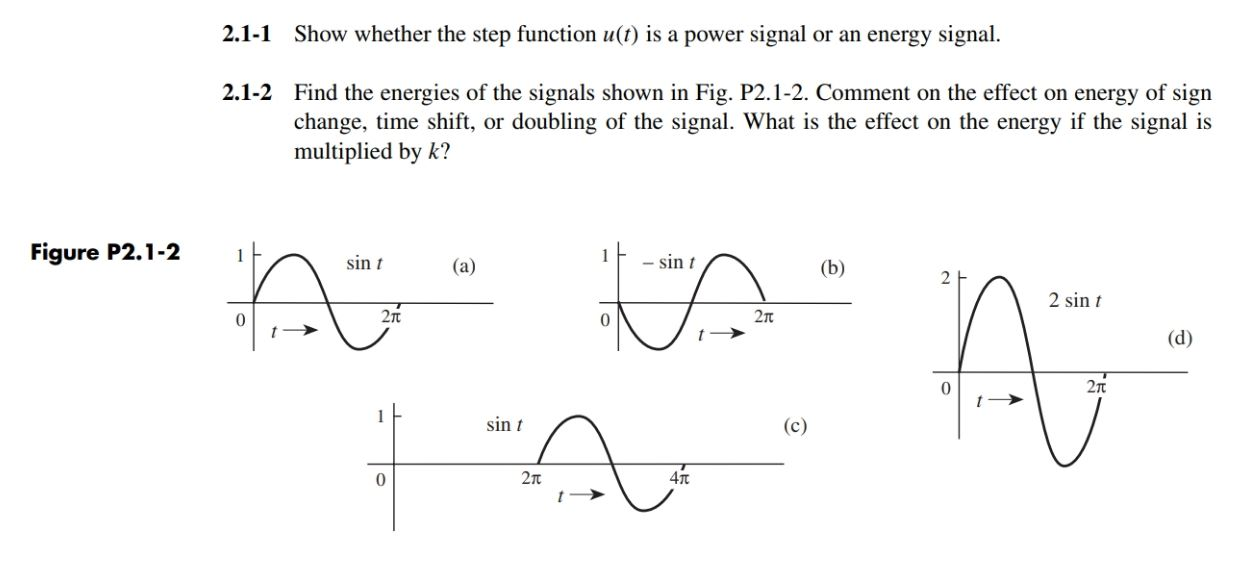 Solved 2.1-1 Show whether the step function u(t) is a power | Chegg.com