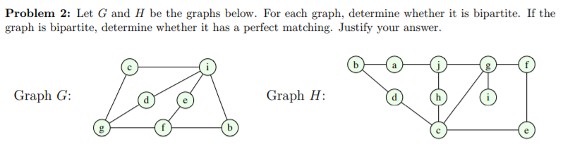Solved Problem 2: Let G and H be the graphs below. For each | Chegg.com