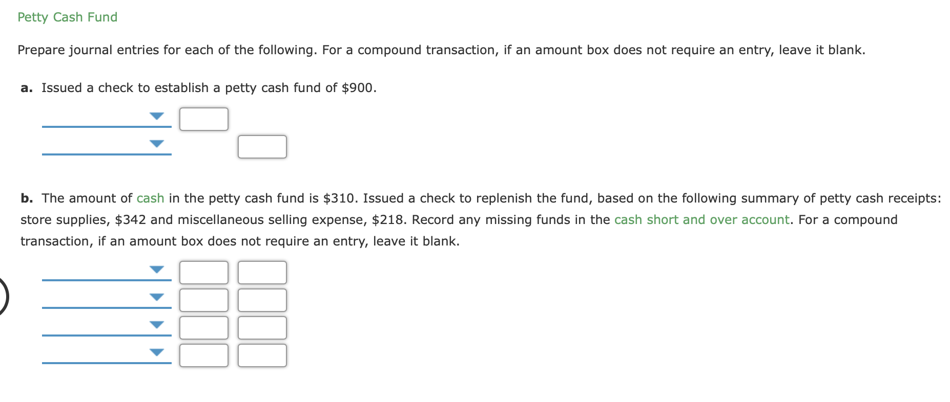 Solved Petty Cash Fund Prepare journal entries for each of | Chegg.com