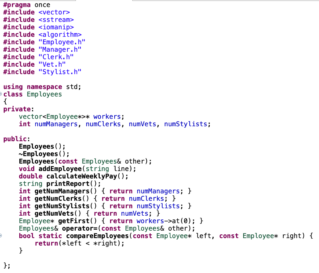 Solved 2. Create a Data Manager class called Employees. You | Chegg.com