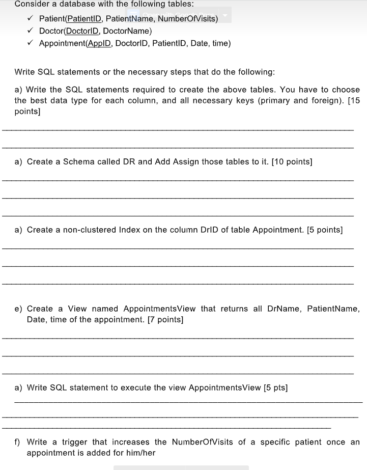 Solved Consider a database with the following tables: | Chegg.com