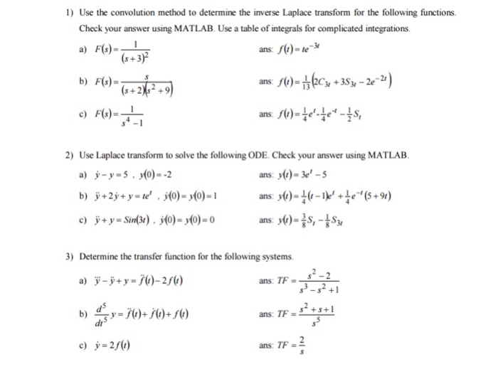 Solved 1) Use the convolution method to determine the | Chegg.com