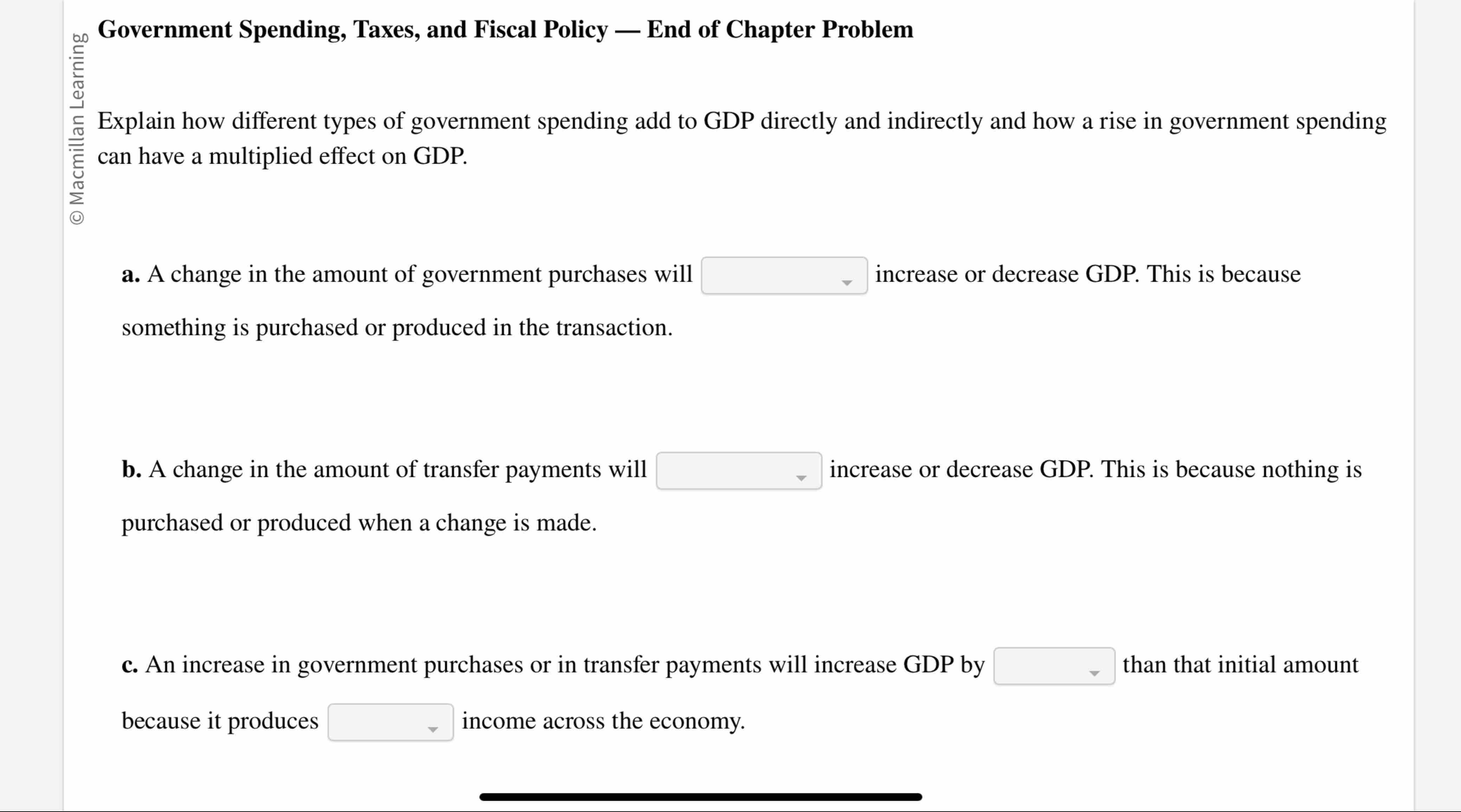 Solved Government Spending, Taxes, and Fiscal Policy — ﻿End | Chegg.com