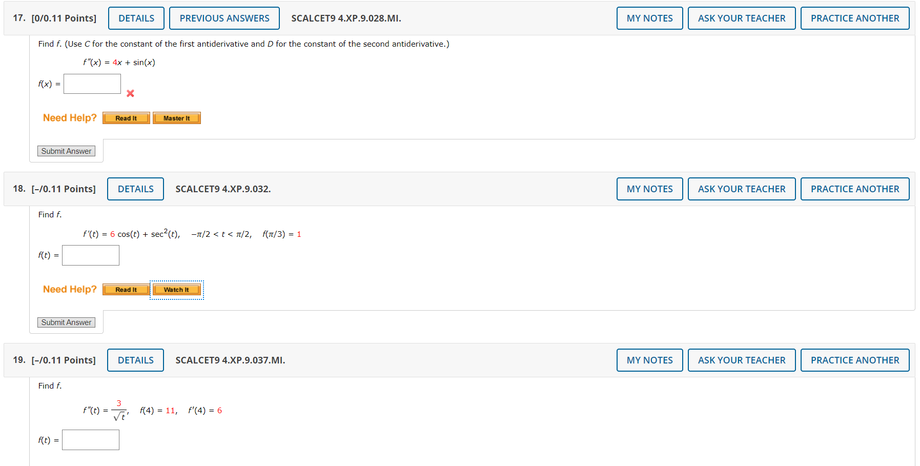 Solved Find f. (Use C for the constant of the first | Chegg.com