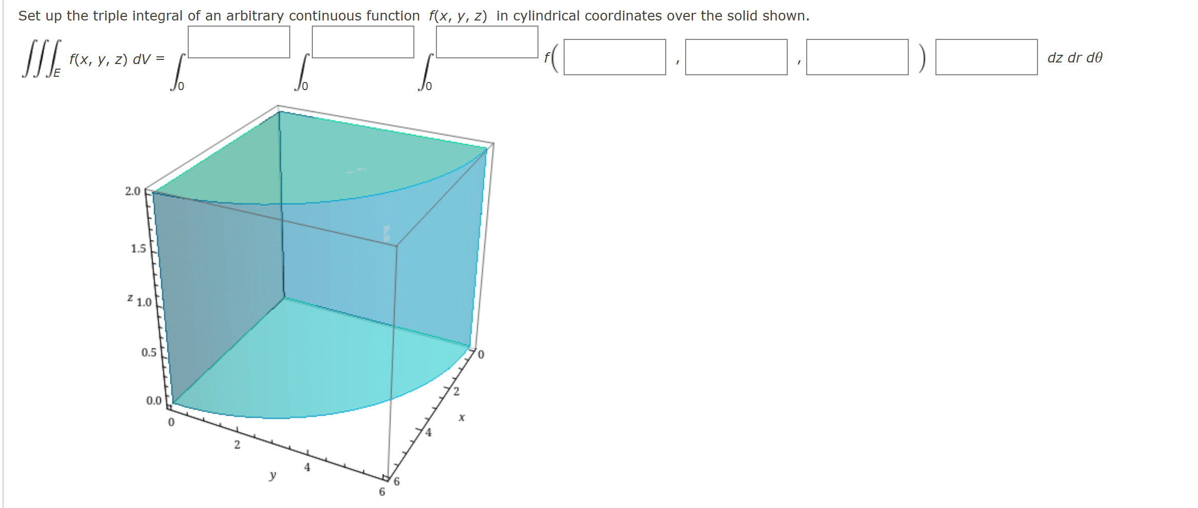 Solved Set up the triple integral of an arbitrary continuous | Chegg.com