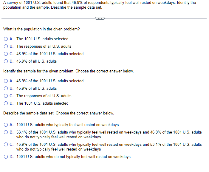 Solved A survey of 1001 U.S. adults found that 46.9% of | Chegg.com