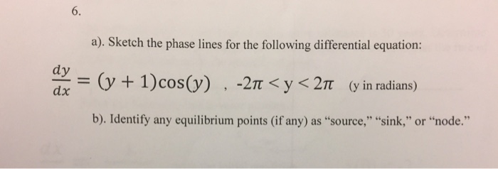 Solved 6. a). Sketch the phase lines for the following | Chegg.com