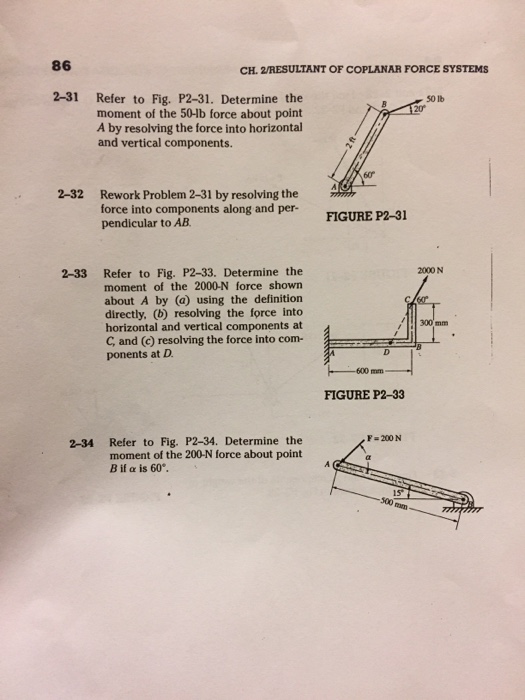 Solved 86 Ch 2 Resultant Of Coplanar Force Systems 2 31