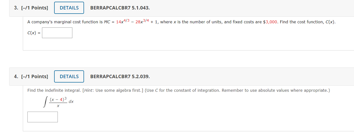 Solved 3. [-/1 Points] DETAILS BERRAPCALCBR7 5.1.043. A | Chegg.com