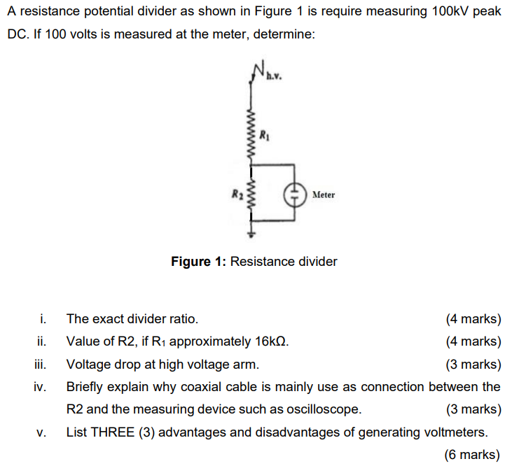 Solved A resistance potential divider as shown in Figure 1 | Chegg.com
