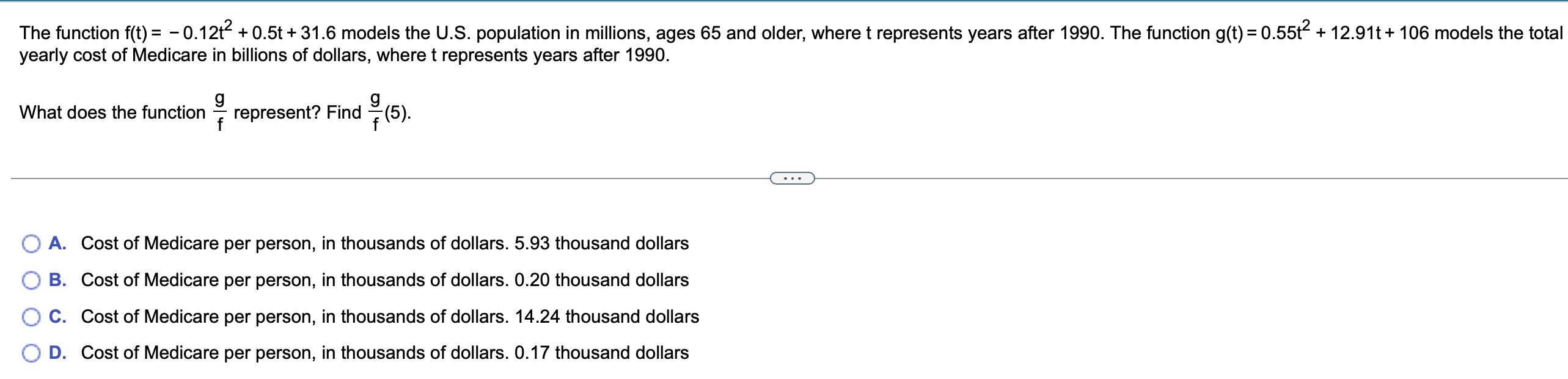 Solved The function f(t)=-0.12t2+0.5t+31.6 ﻿models the U.S. | Chegg.com