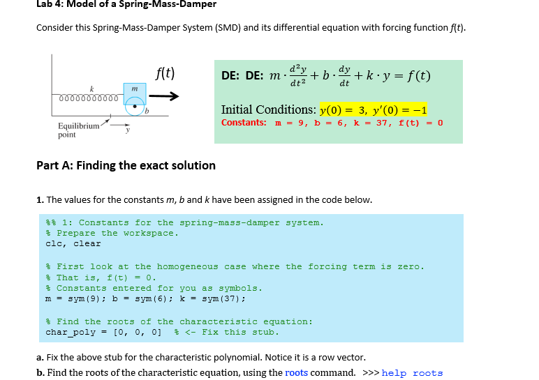 Solved Lab 4: Model of a Spring-Mass-Damper Consider this | Chegg.com