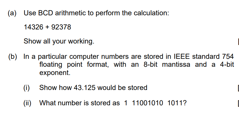 Solved (a) Use BCD arithmetic to perform the calculation: | Chegg.com