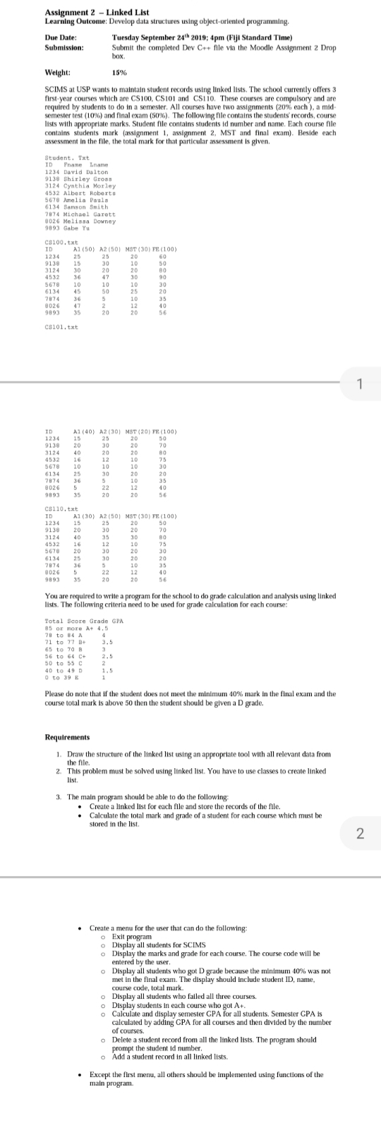 student.txt ID Fname Lname 1234 David Dalton 9138 | Chegg.com