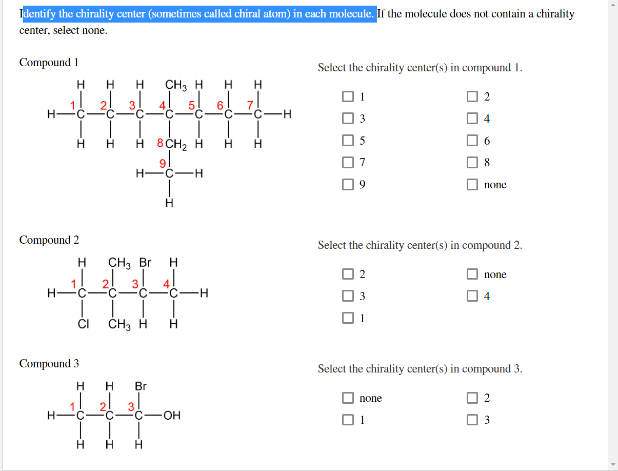 Solved Identify the chirality center (sometimes called | Chegg.com