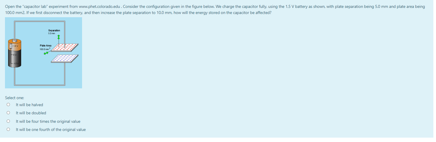 Solved Open the "capacitor lab" experiment from | Chegg.com