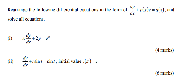 Solved Rearrange the following differential equations in the | Chegg.com