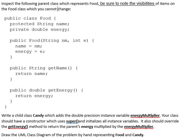Solved Inspect the following parent class which represents | Chegg.com Solved Inspect the following parent class which represents | Chegg.com