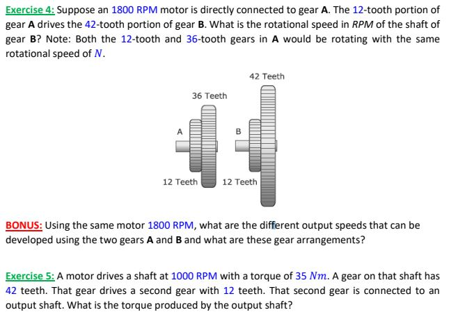 Solved Exercise 4: Suppose an 1800 RPM motor is directly | Chegg.com