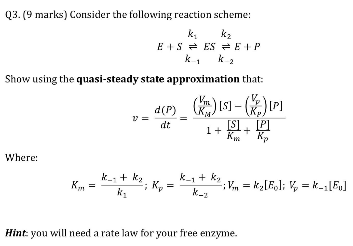 Solved Q3. (9 marks) Consider the following reaction scheme: | Chegg.com