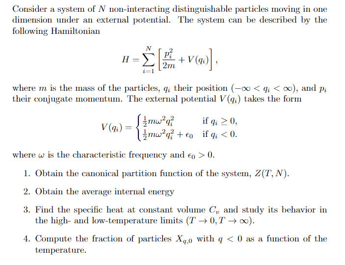 Solved Consider a system of N non-interacting | Chegg.com
