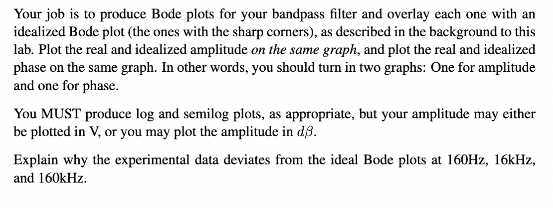 Solved Your job is to produce Bode plots for your bandpass | Chegg.com