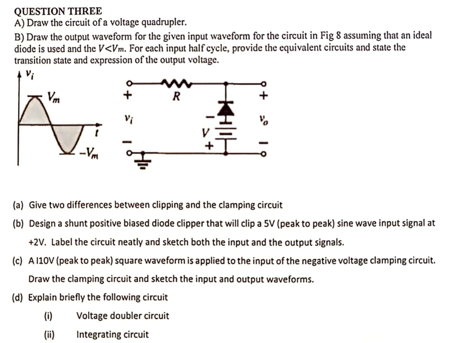 QUESTION THREEA) ﻿Draw the circuit of a voltage | Chegg.com