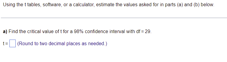 Solved Using the t tables, software, or a calculator, | Chegg.com
