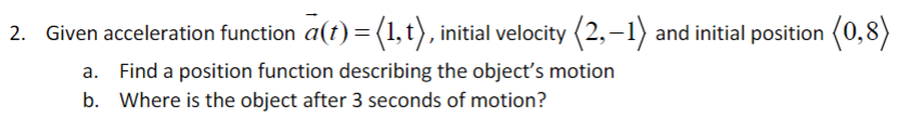 Solved 2. Given acceleration function a(t)= 1,t , initial | Chegg.com