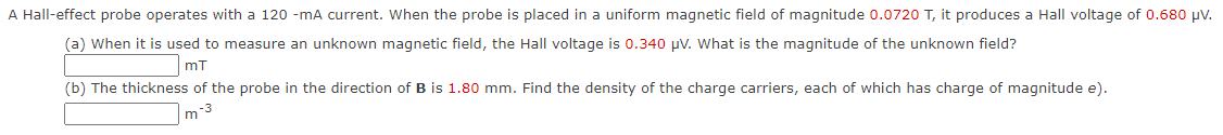 Solved A Hall Effect Probe Operates With A 120−ma Current 0650