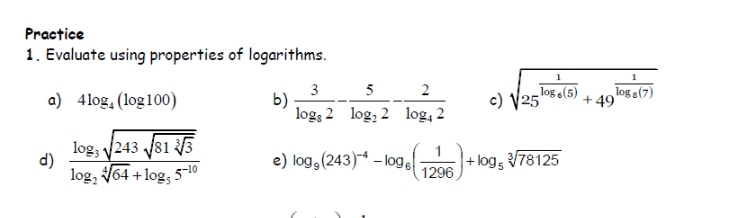 Solved PracticeEvaluate using properties of | Chegg.com