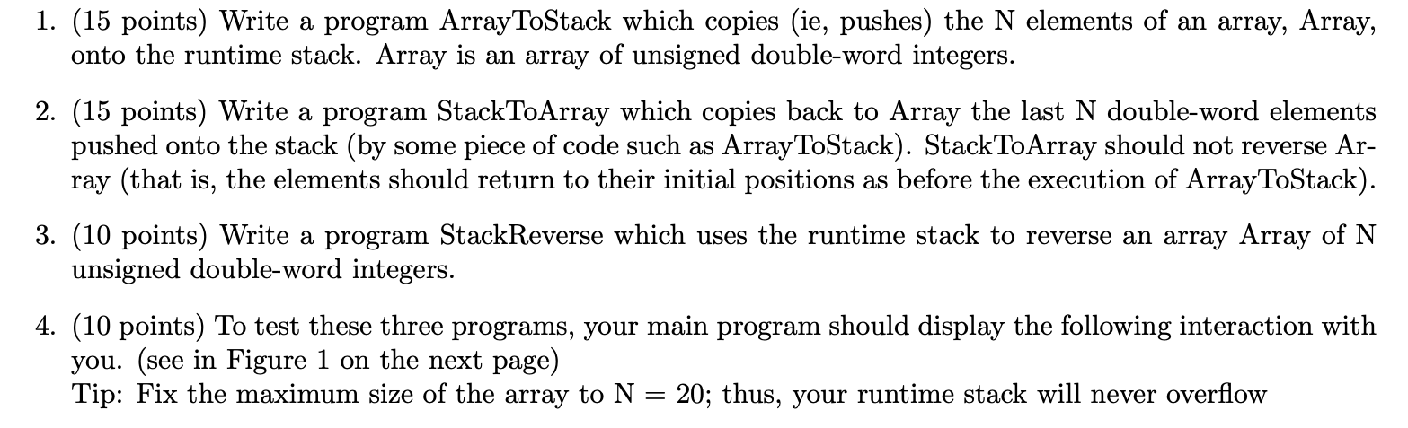 Solved 1 15 Points Write A Program Arraytostack Which 7012