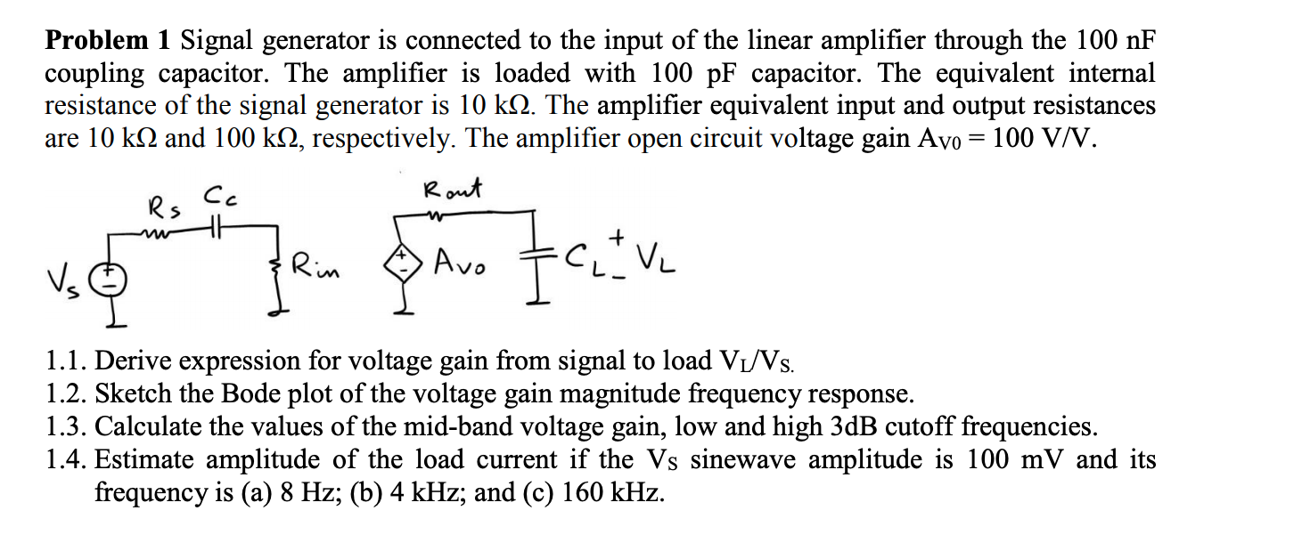 Solved Problem 1 Signal generator is connected to the input | Chegg.com