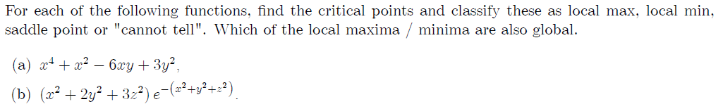 Solved For each of the following functions, find the | Chegg.com